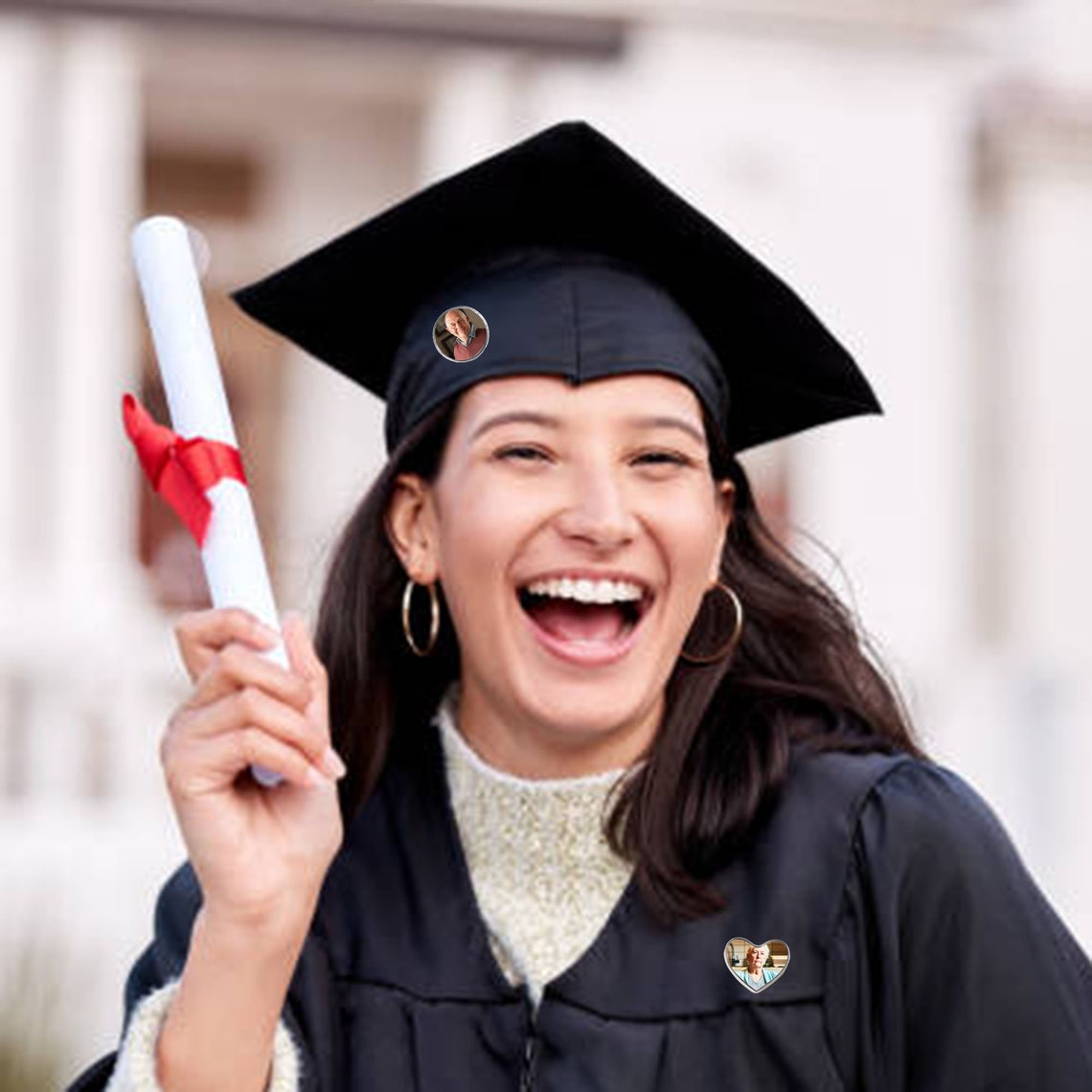 Custom Sliver Memorial Photo Pin, Accessories for Graduation Caps and ...