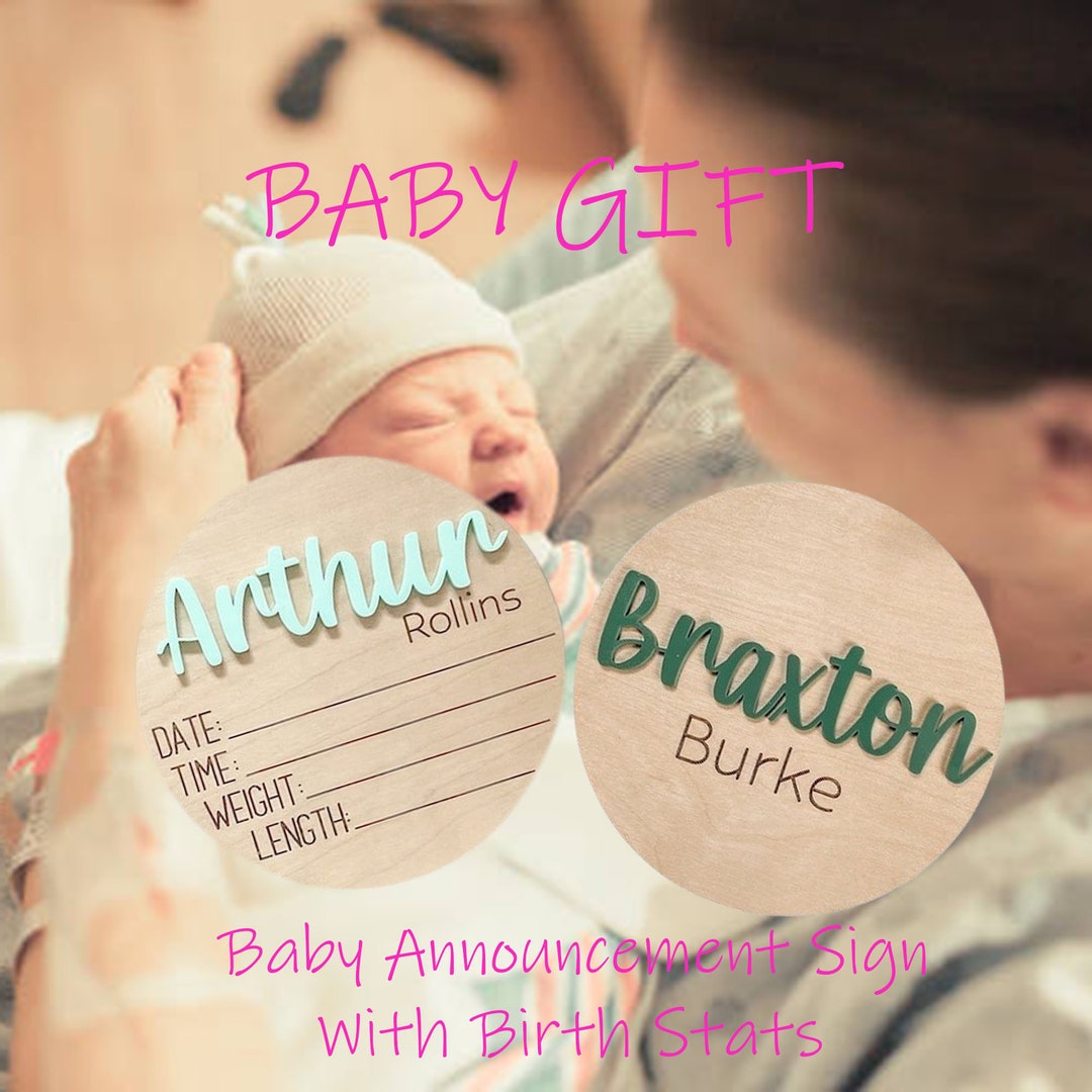 Custom Baby Announcement Sign With Birth Stats, Wood Sign for Name ...