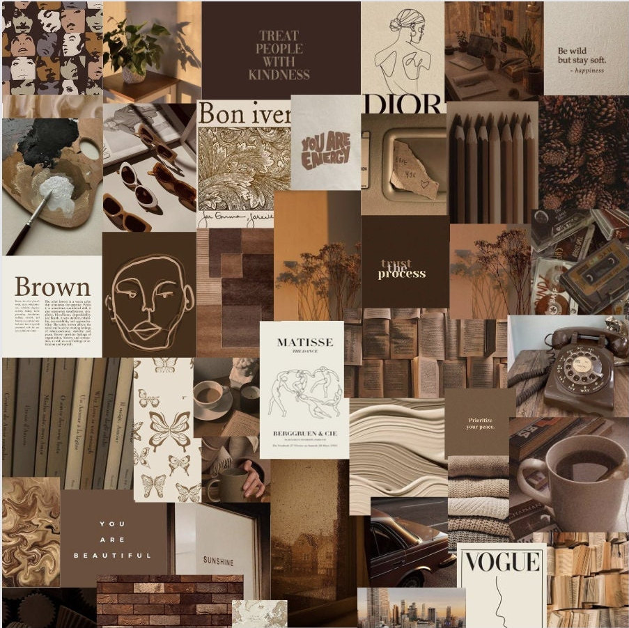 80pcs Brown and Beige Wall Collage Kit - Dorm and Room Decor - Etsy