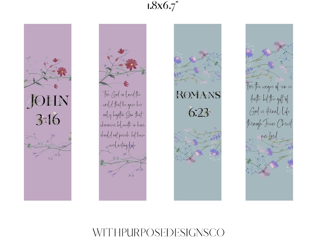 Bible Verse Printable Bookmark Set, Digital Download, Wildflowers Decor ...