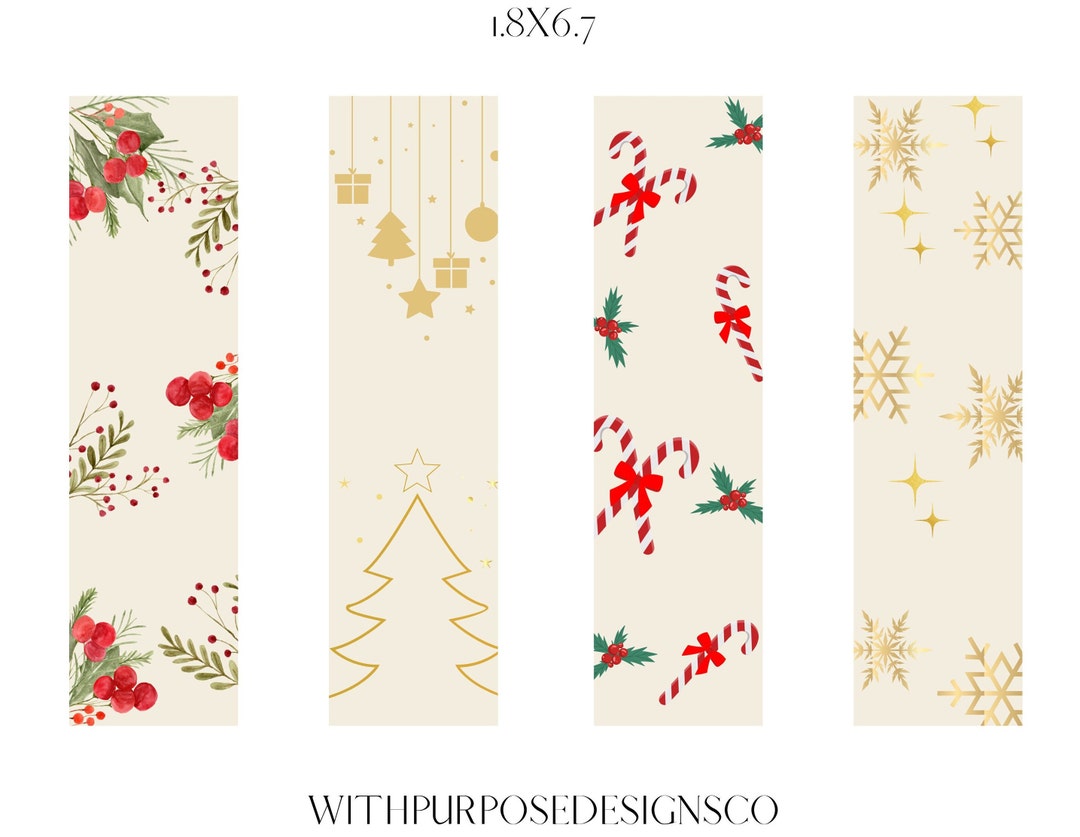Christmas Printable Bookmarks, Digital Download, Digital Print ...