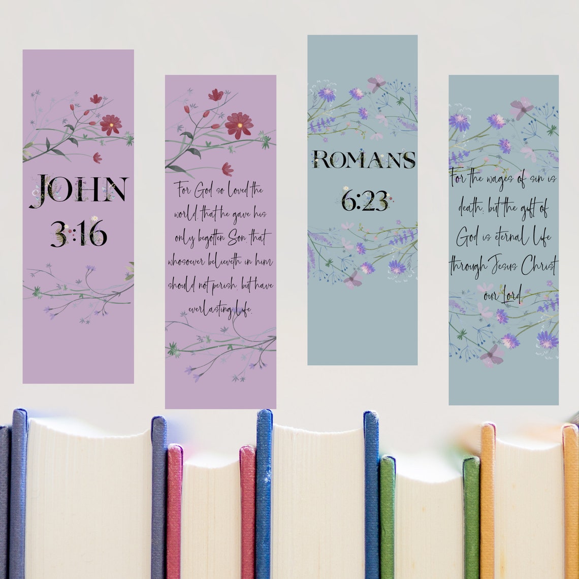Bible Verse Printable Bookmark Set, Digital Download, Wildflowers Decor ...