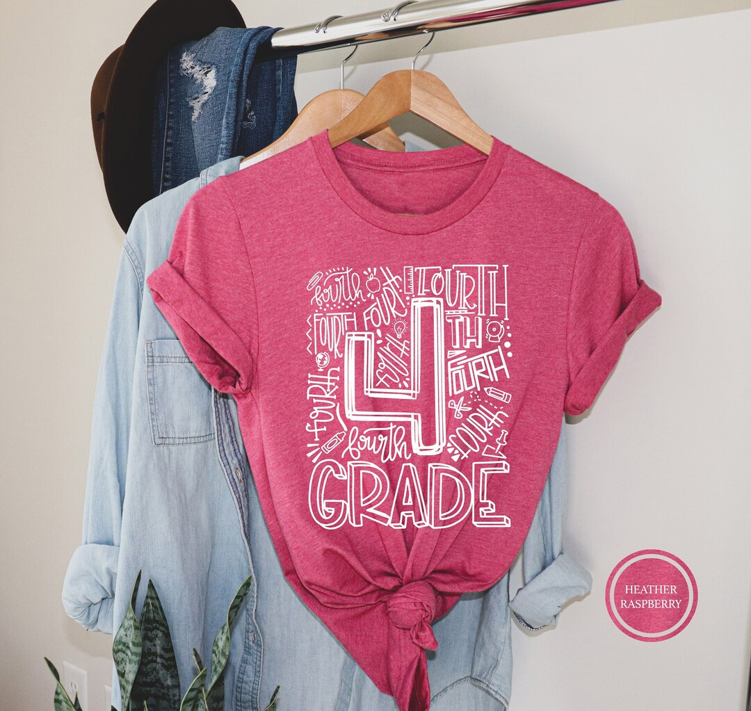 4th Grade Shirt, 4th Grade Typography T-shirt, Fourth Grade Teacher ...