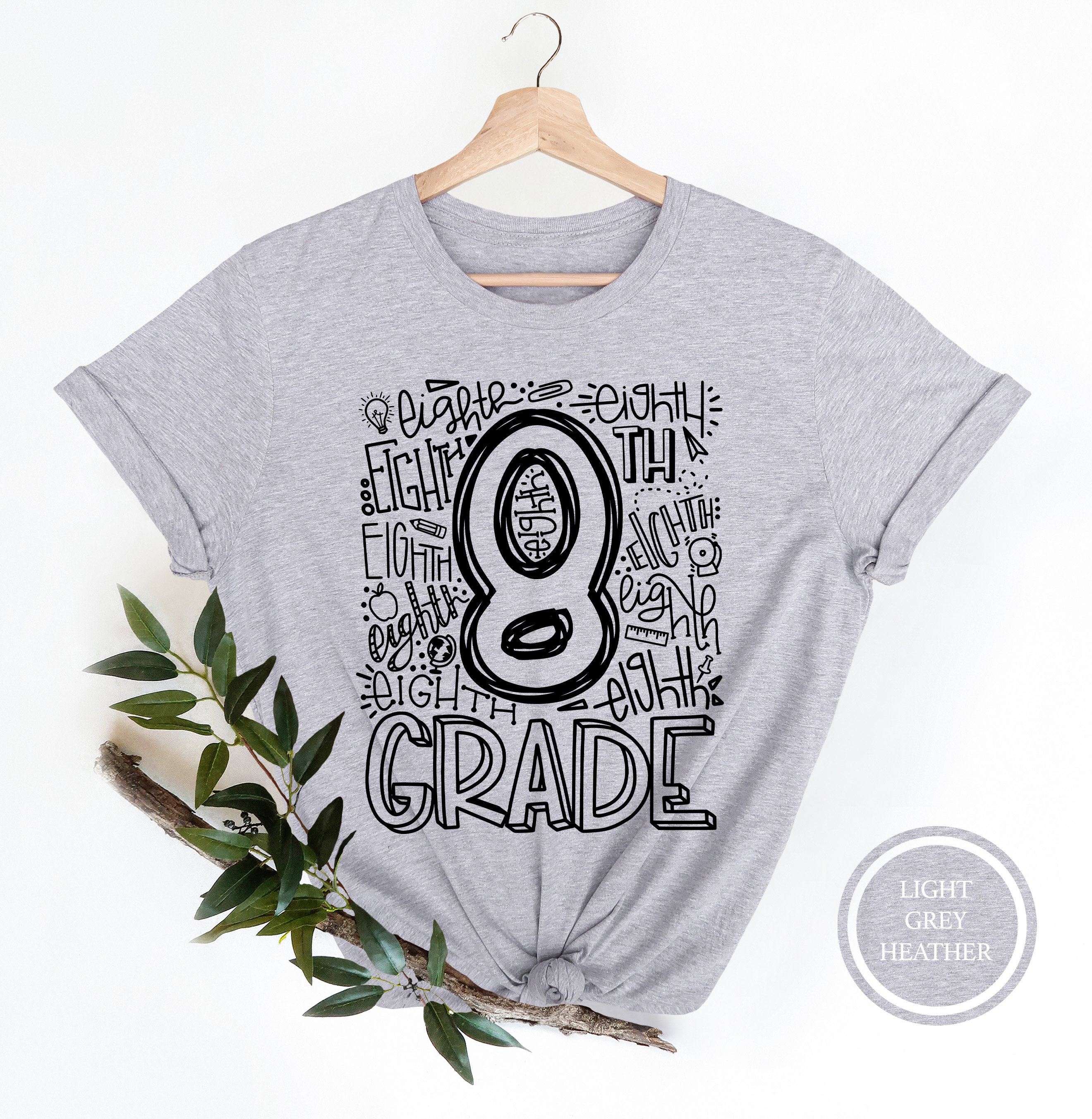 8th Grade Typography T-shirt, Middle School Teacher Tee - Etsy