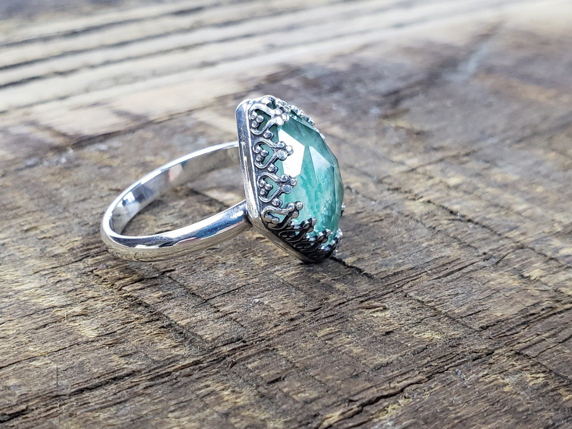 Amazonite Ring Handmade With Sterling Silver and a Diamond - Etsy