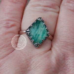 Amazonite Ring, Handmade With Sterling Silver and a Diamond Shaped ...