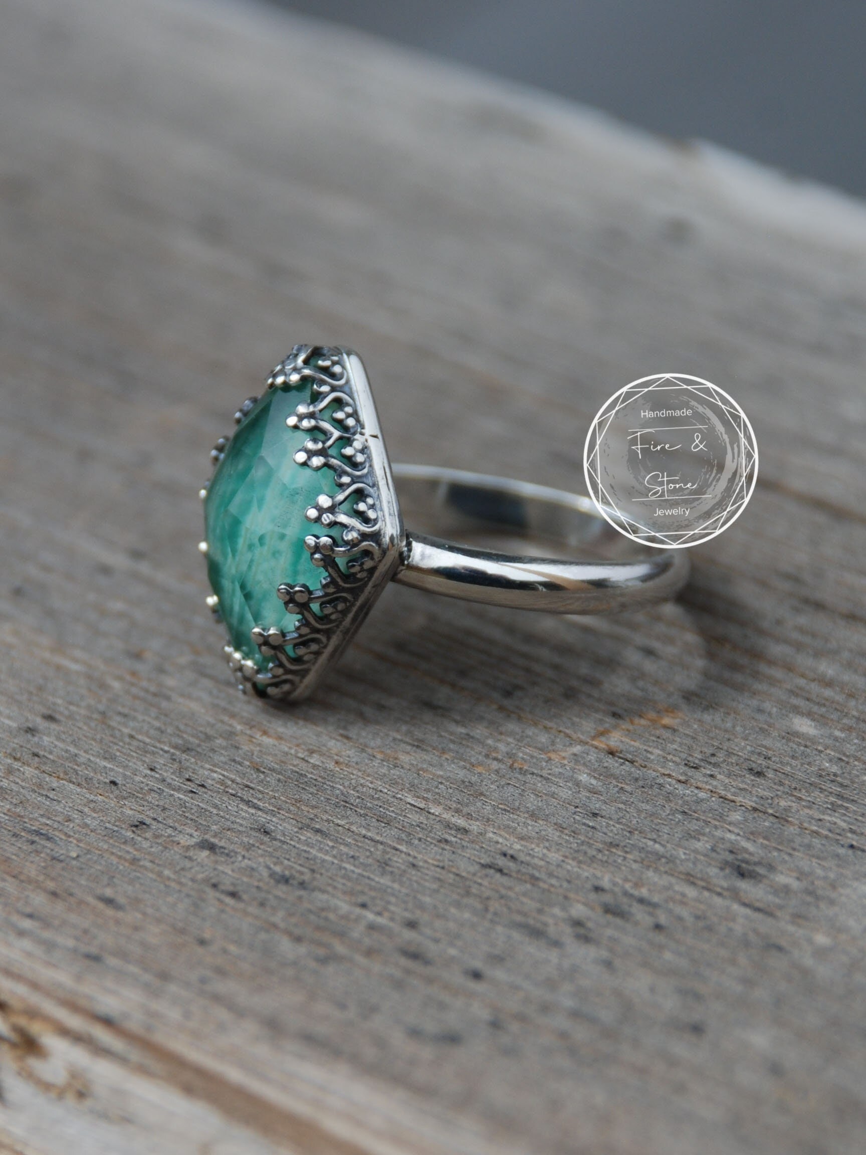 Amazonite Ring Handmade With Sterling Silver and a Diamond - Etsy