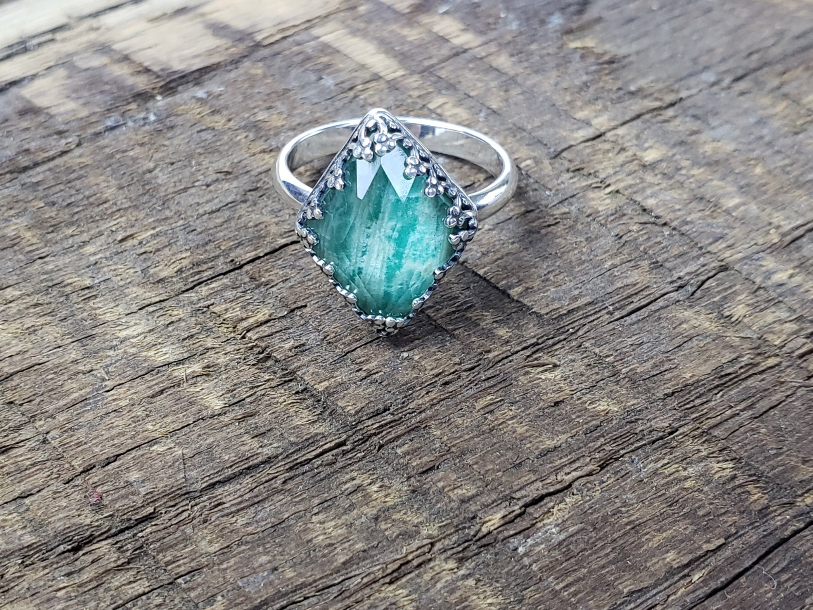 Amazonite Ring Handmade With Sterling Silver and a Diamond - Etsy