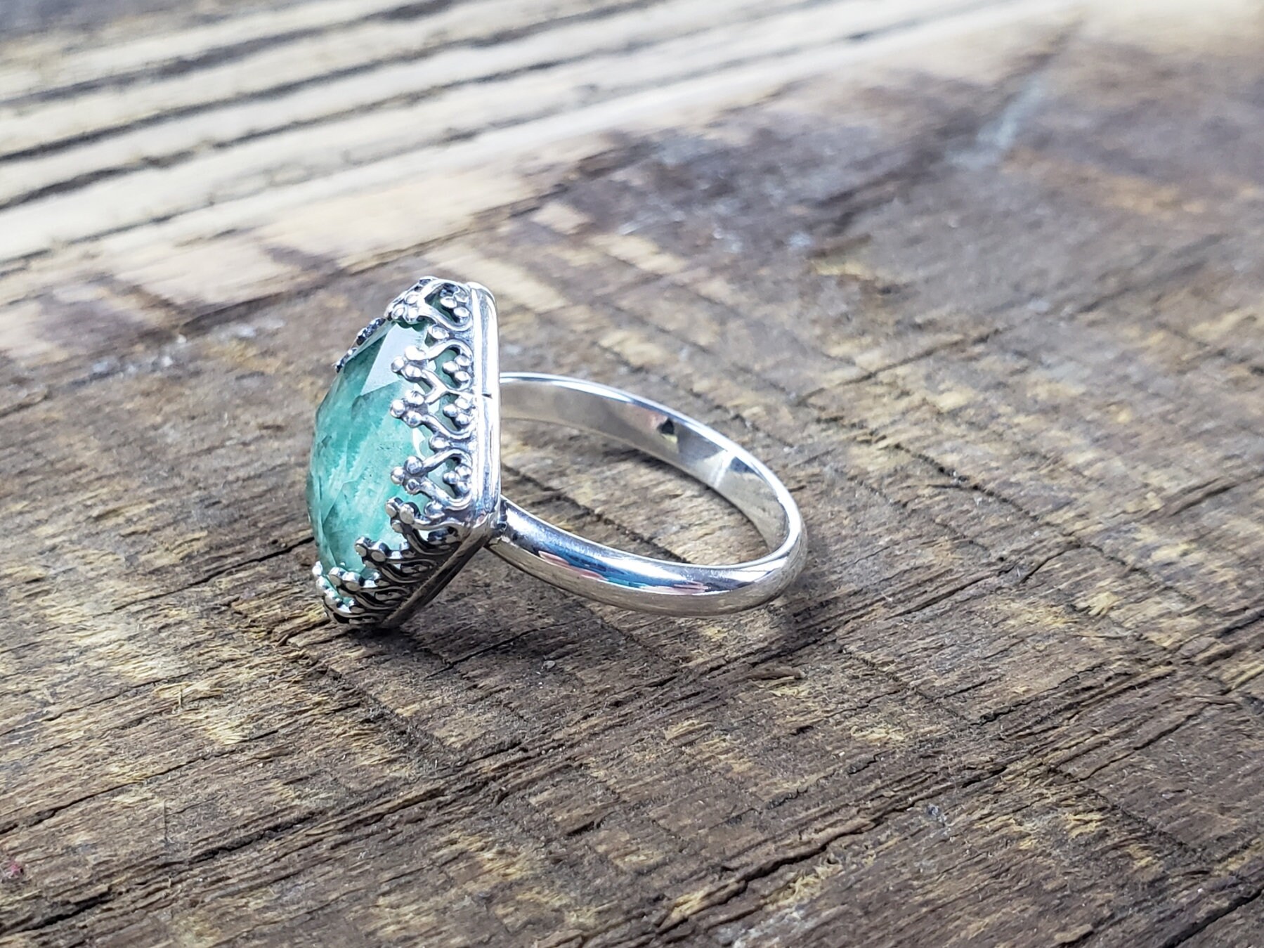 Amazonite Ring Handmade With Sterling Silver and a Diamond - Etsy