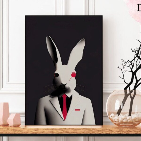 Rabbit in Suit Painting - Etsy