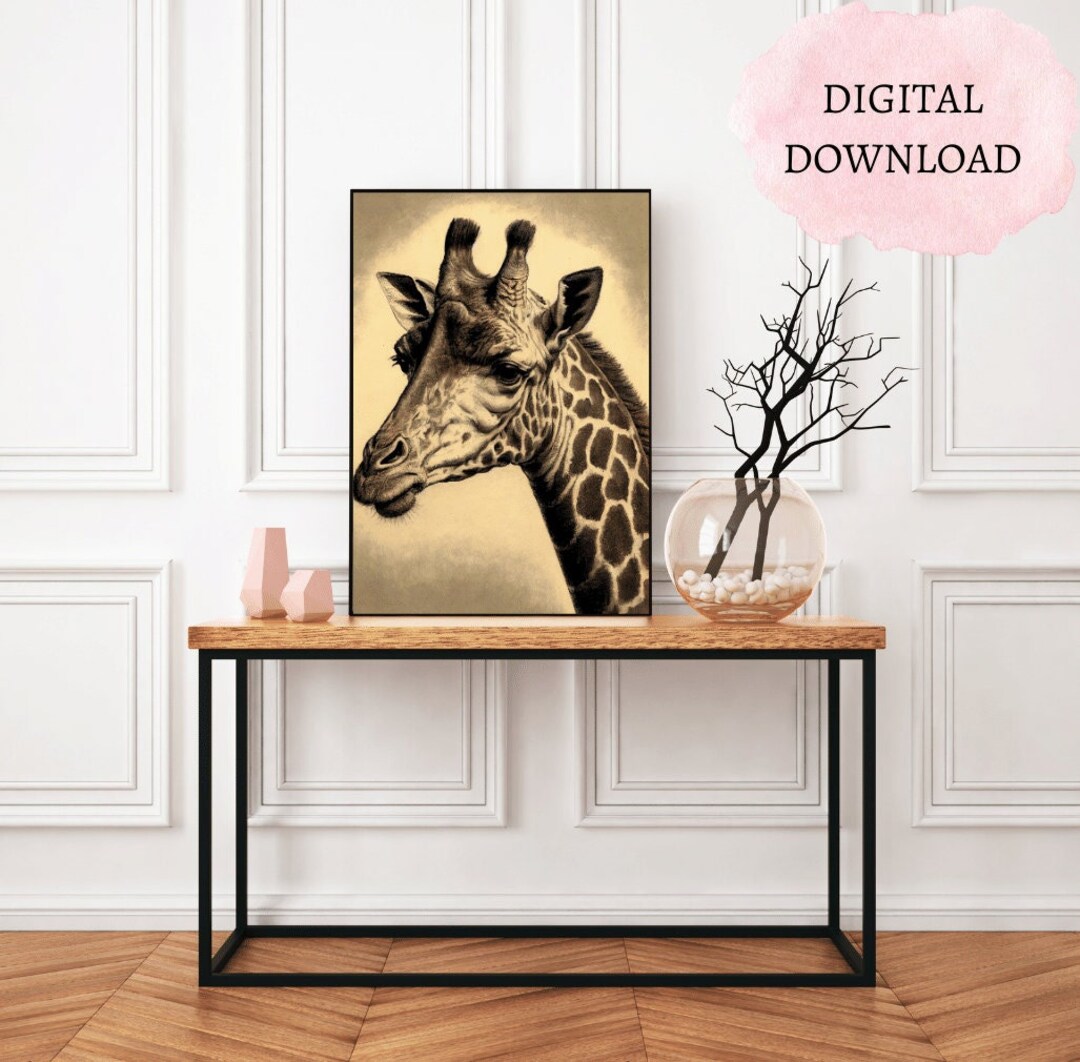Giraffe in Suit Vintage Portrait,animal,zoo,abstract Wall Art ...