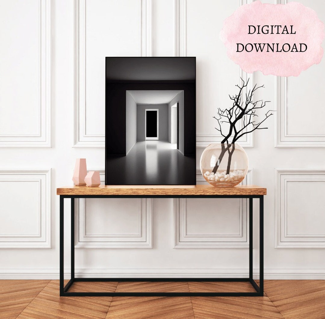 Minimalist Empty Room Photography Wall Art,black White,contemporary ...