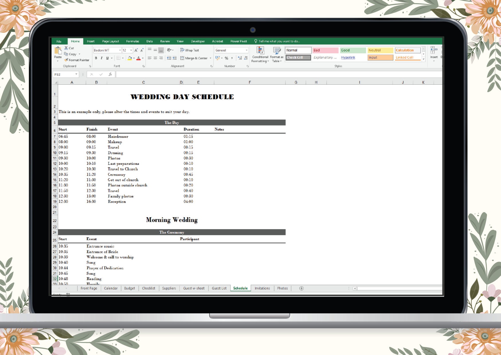 Wedding Organiser Excel Template | Wedding Planning Spreadsheets for ...