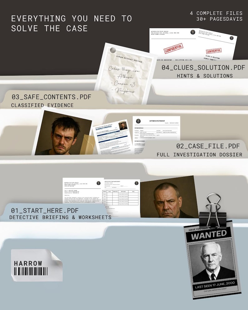 Printable Mystery Game - Detective Case File - Adult Crime ...