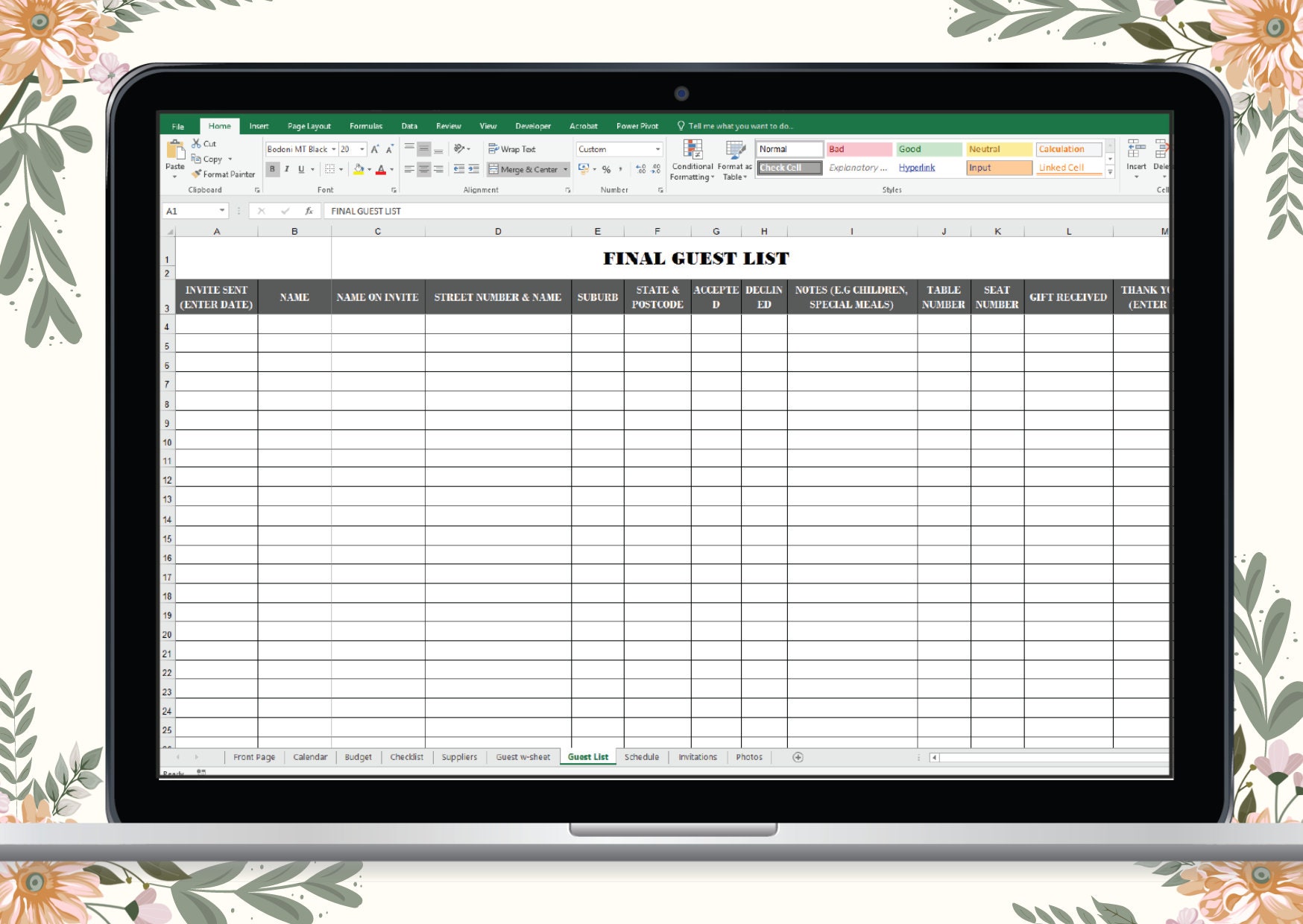 Wedding Organiser Excel Template | Wedding Planning Spreadsheets for ...