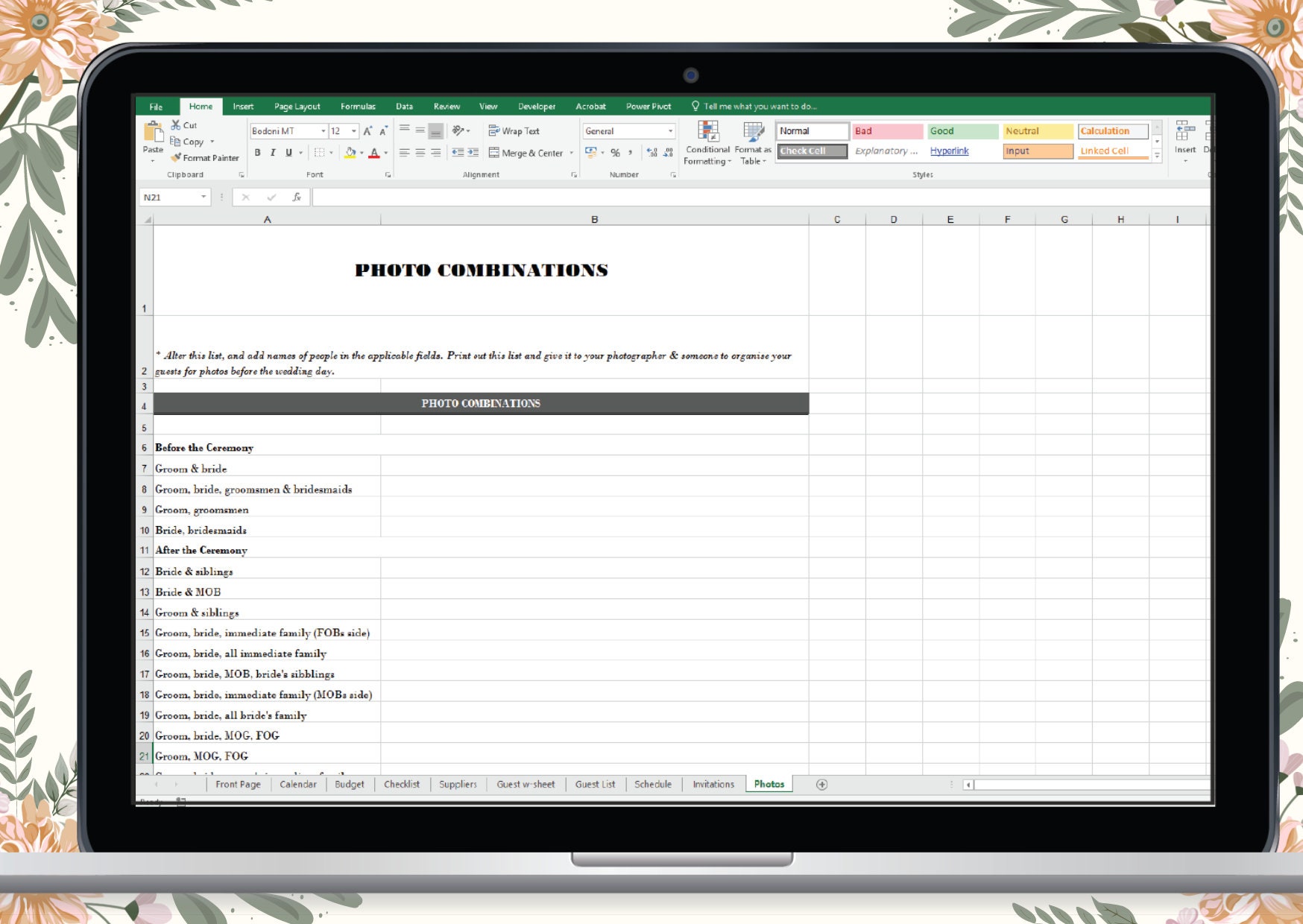 Wedding Organiser Excel Template | Wedding Planning Spreadsheets for ...