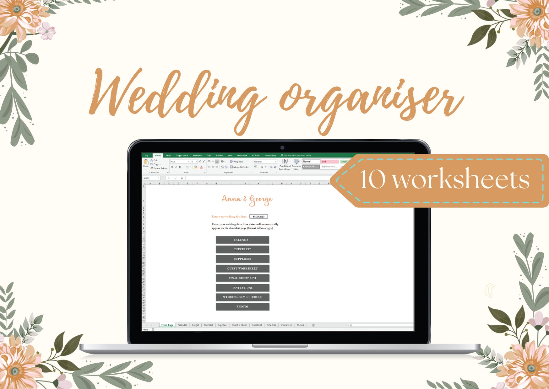 Wedding Organiser Excel Template | Wedding Planning Spreadsheets for ...