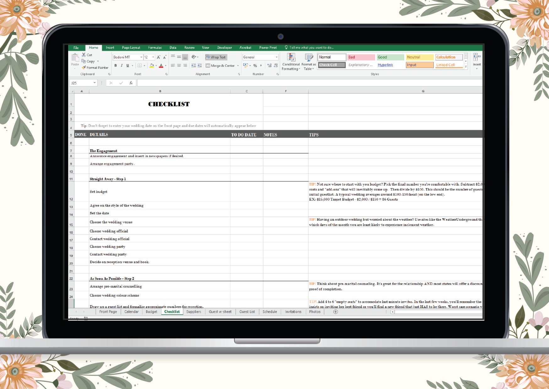 Wedding Organiser Excel Template | Wedding Planning Spreadsheets for ...