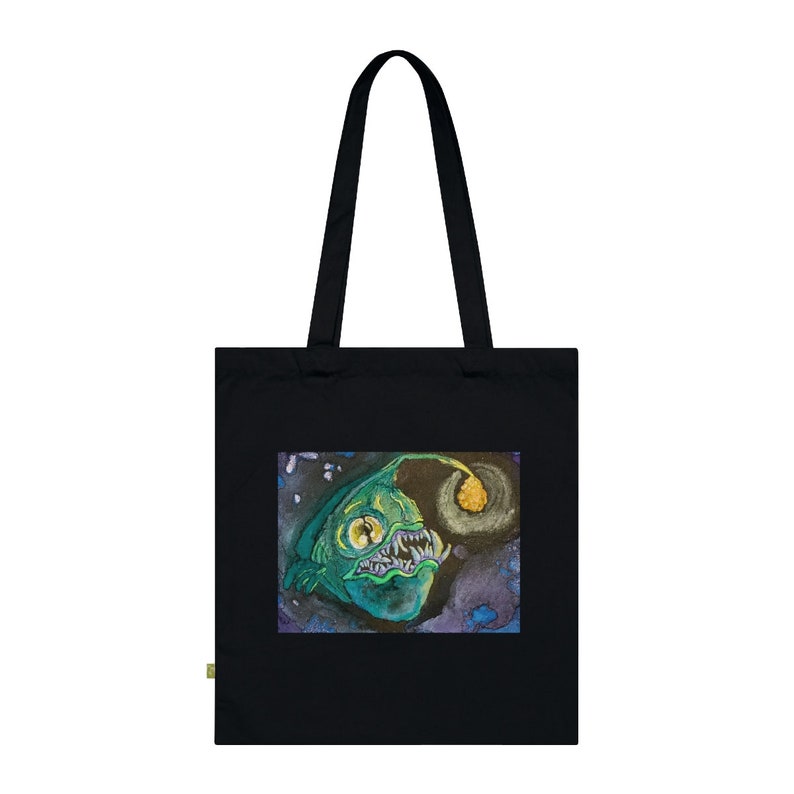 Watercolor Deep Sea Neon Angler Fish Organic Cotton Tote Bag by Beyond ...