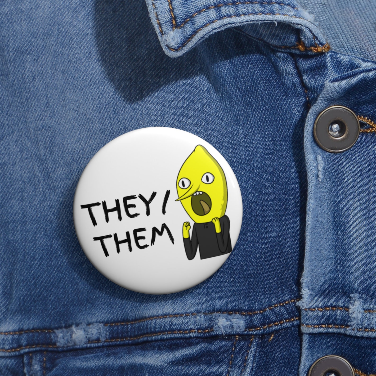 Adventure Time Lemongrab Pronoun Pin - Etsy