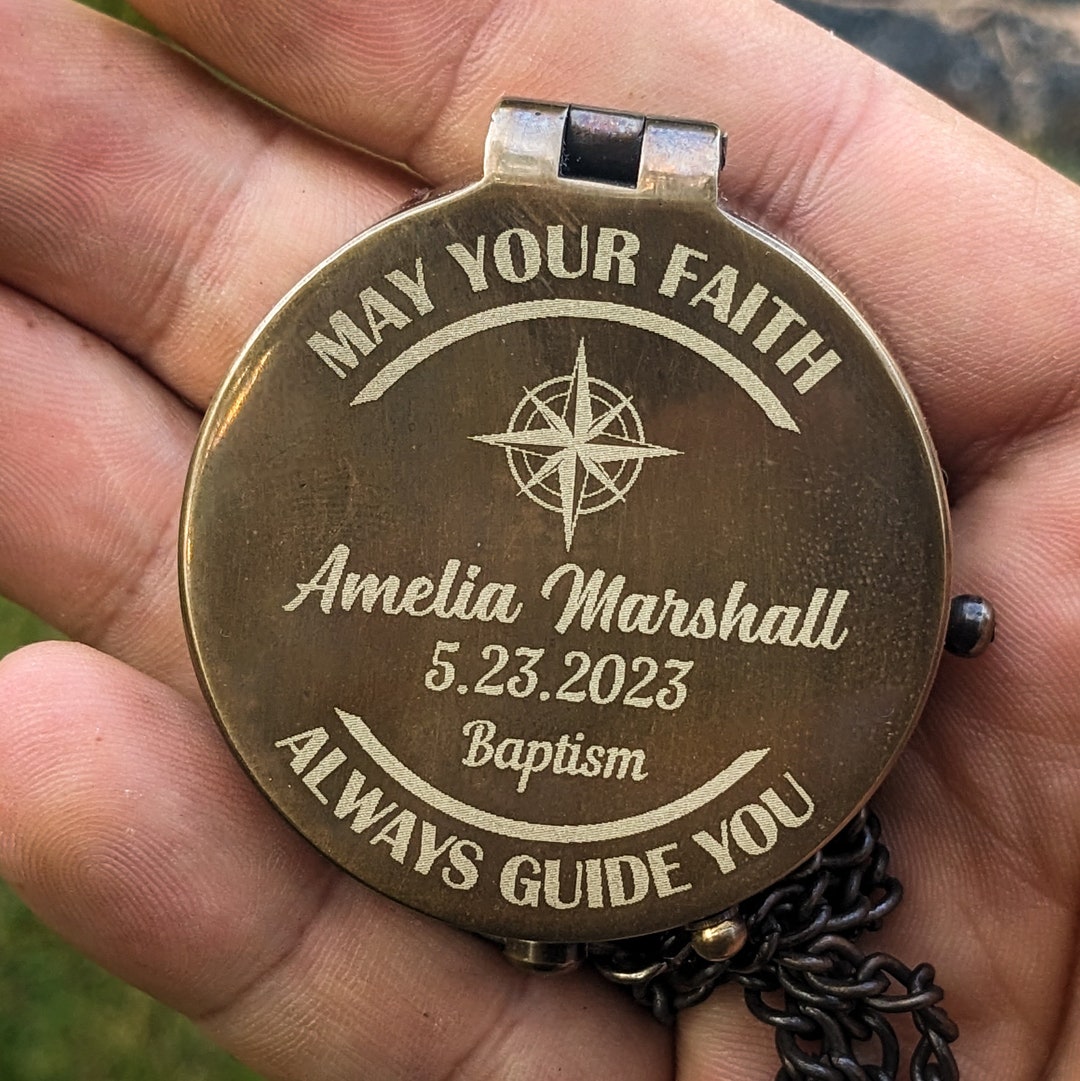Baptism Gift Boy, Engraved Compass, First Communion Present, Keepsake ...