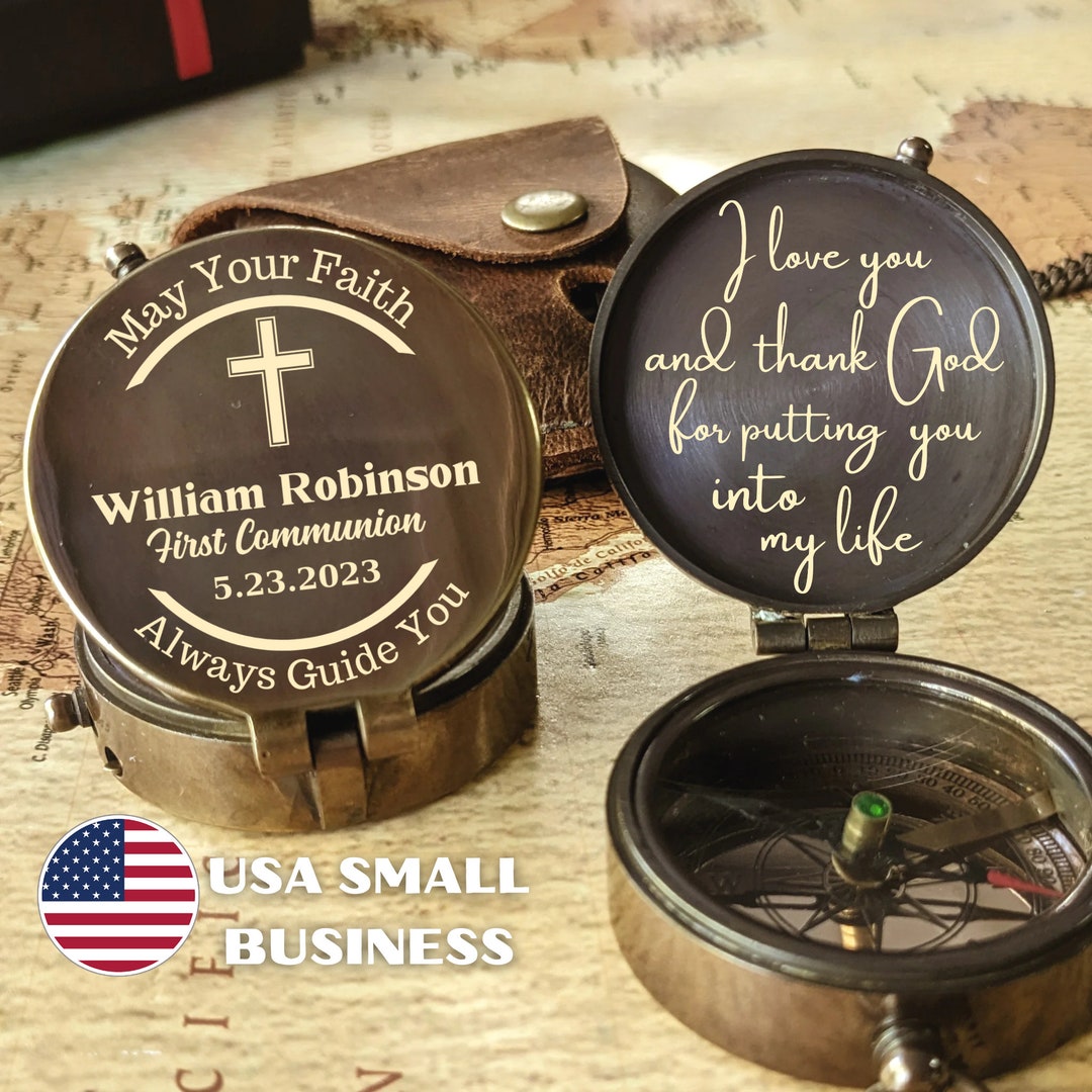 Baptism Gift Boy, Engraved Compass, First Communion Present, Keepsake ...