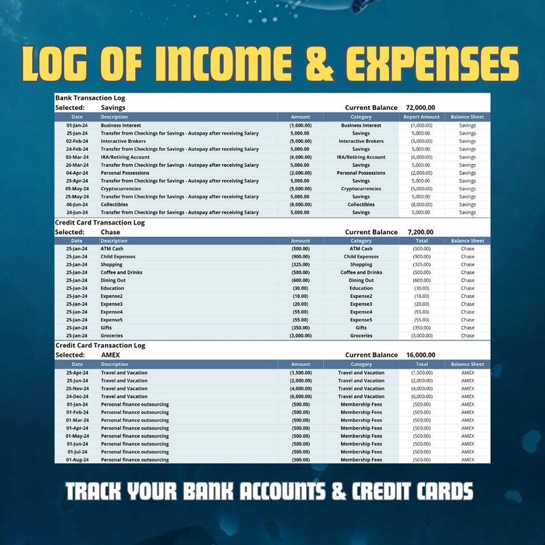 2024 Simple Income and Expense Tracker, Consolidate Bank Accounts and ...