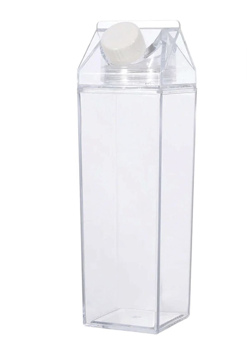 Milk Carton Water Bottle 17oz (500ml) Plastic Clear Square Milk Bottles ...