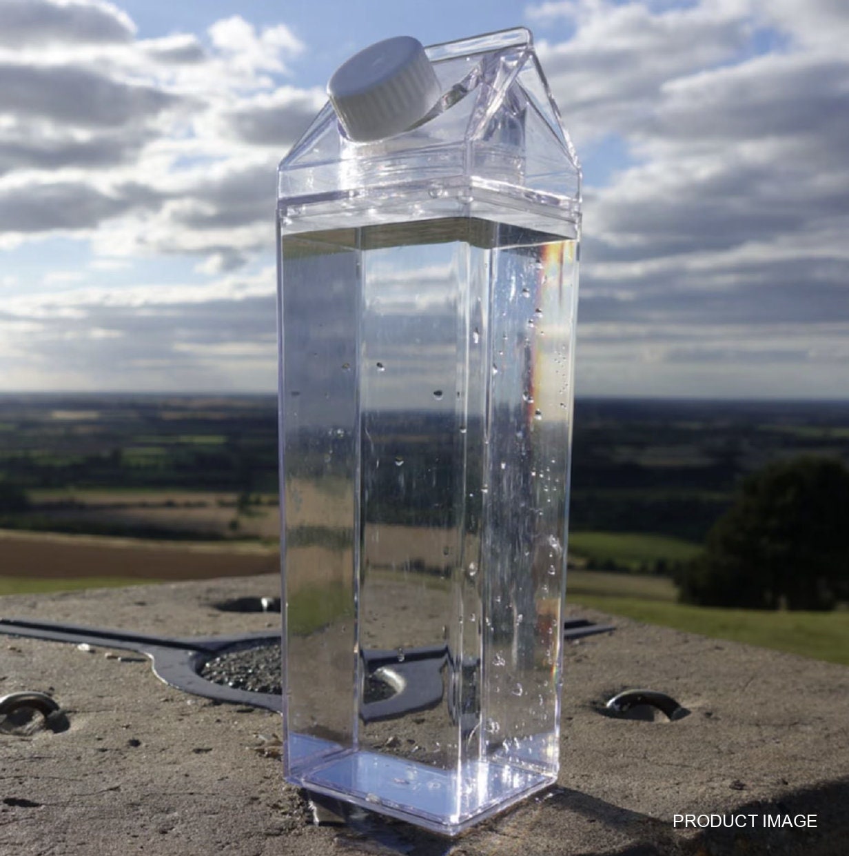 Milk Carton Water Bottle 17oz (500ml) Plastic Clear Square Milk Bottles ...