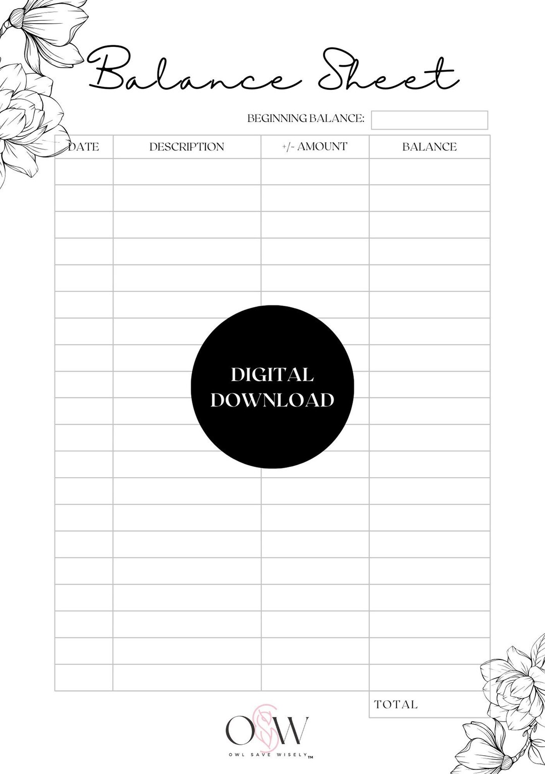 Balance Sheet Tracker | Month Ahead Balance Tracker | DIGITAL DOWNLOAD ...