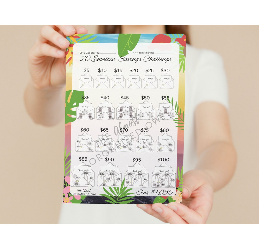 20 Envelope Savings Challenge - Etsy