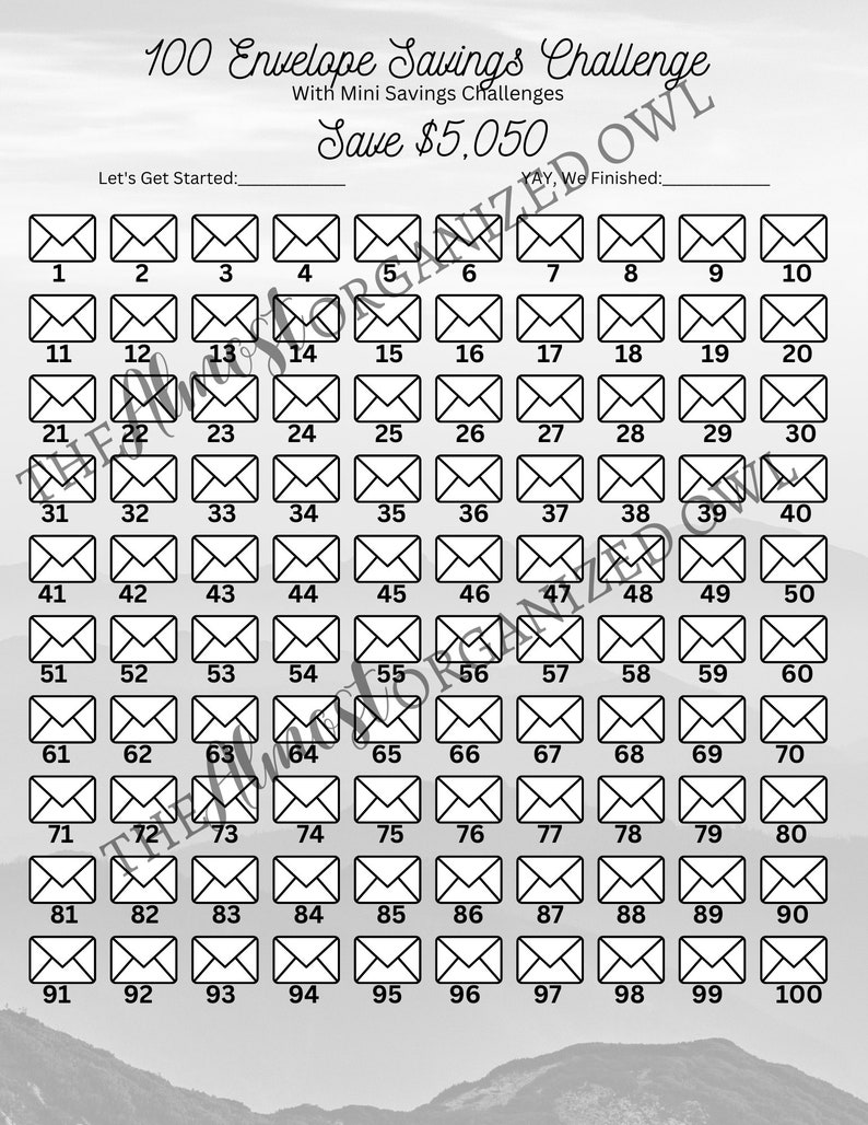 100 Envelope Savings Challenge With 7 Mini Savings Challenges - Etsy