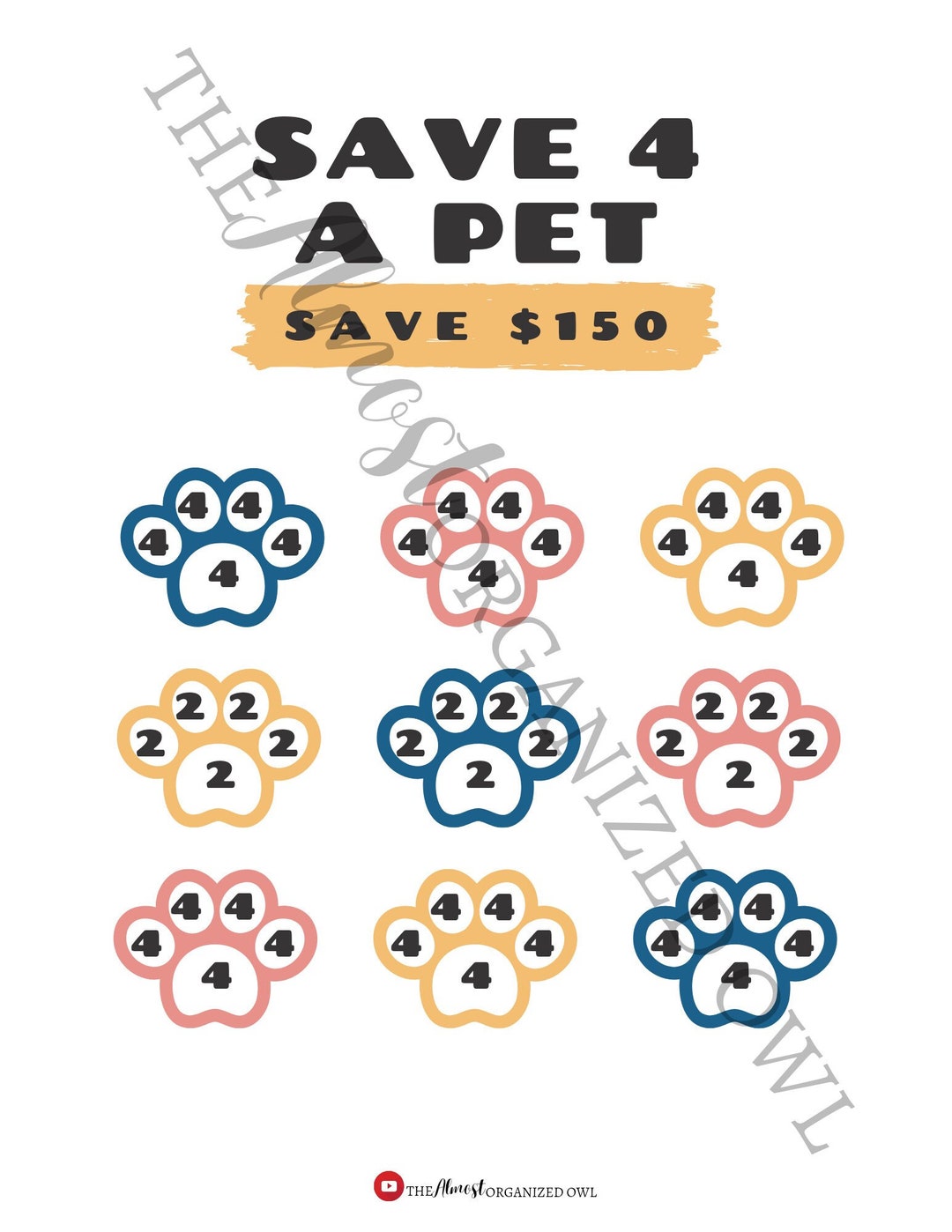 SAVE 4 A PET Savings Challenge | Printable Pdf | Digital Download - Etsy