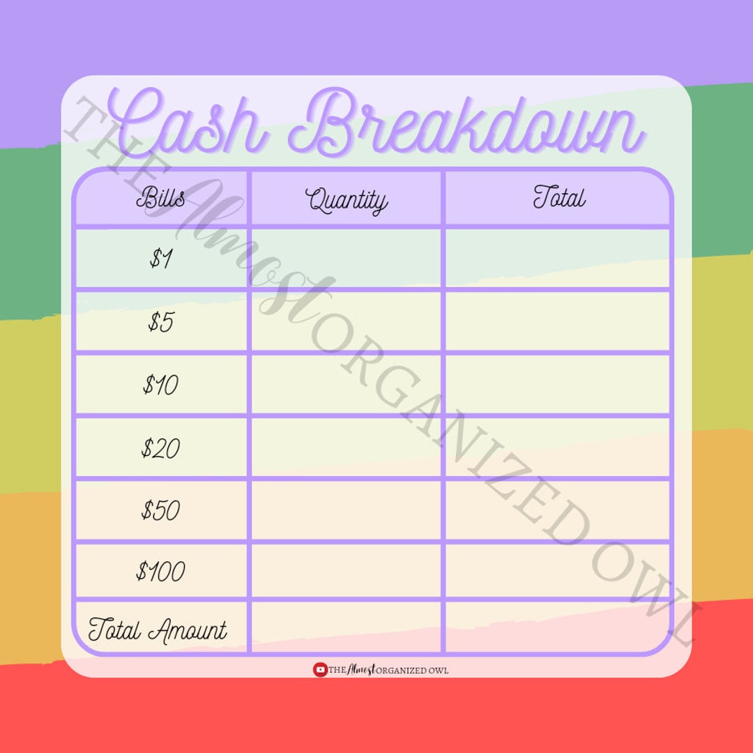 Teller Slip Post-it Notes 50 Sheets Sticky Notes for Cash Breakdown - Etsy