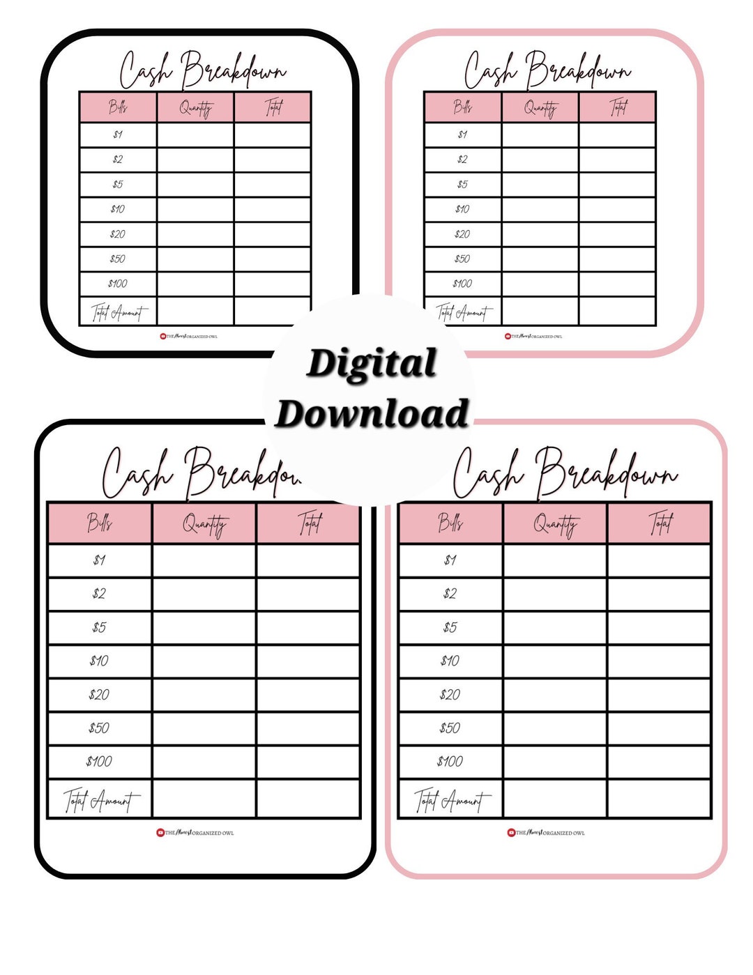 Cash Breakdown Slips | Teller Slip | Bank Teller Cash Form | DIGITAL ...