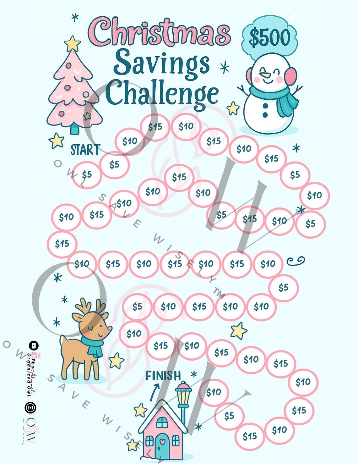 Save for the Holidays! Winter SAVINGS CHALLENGE GAME | Christmas | Pink ...