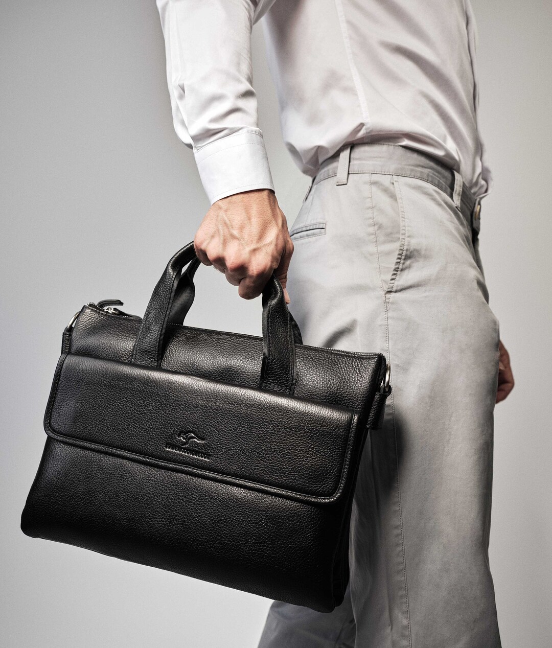 Laptop Briefcase With Handle for Mens Women Black Genuine Cow Leather ...