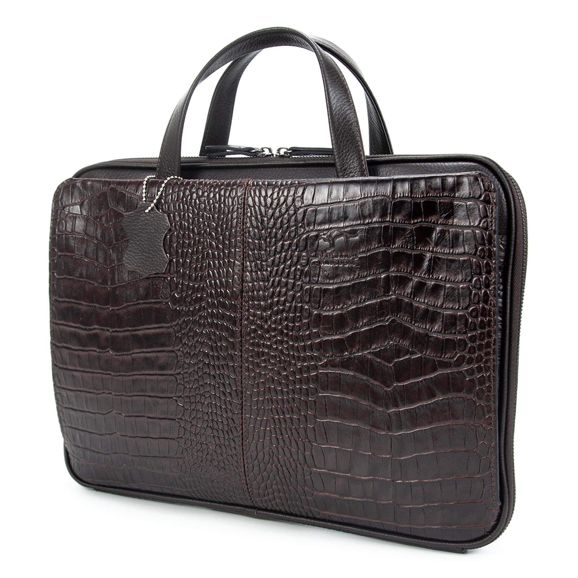 Men Work Bag, Leather Slim Briefcase, 14'' Laptop Messenger Bag, Real ...