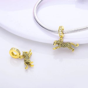 Gold Color Realistic Leopard Animal Dangle Charm for Fit Pandora ...