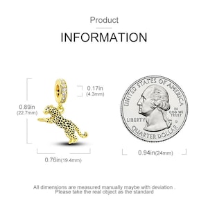 Gold Color Realistic Leopard Animal Dangle Charm for Fit Pandora ...
