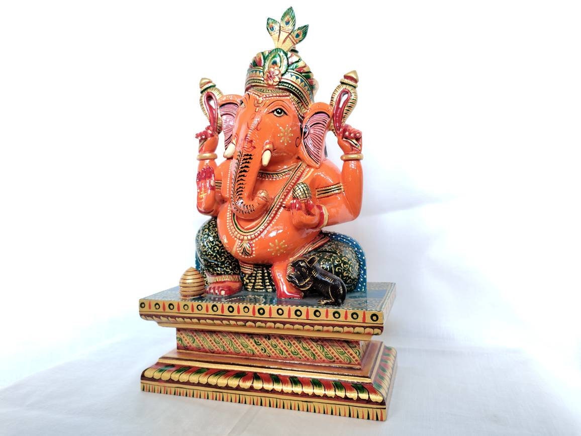 Lord Ganesh Statue 12 Wooden Ganesha Statue Large - Etsy