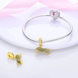 Gold Color Realistic Leopard Animal Dangle Charm for Fit Pandora ...
