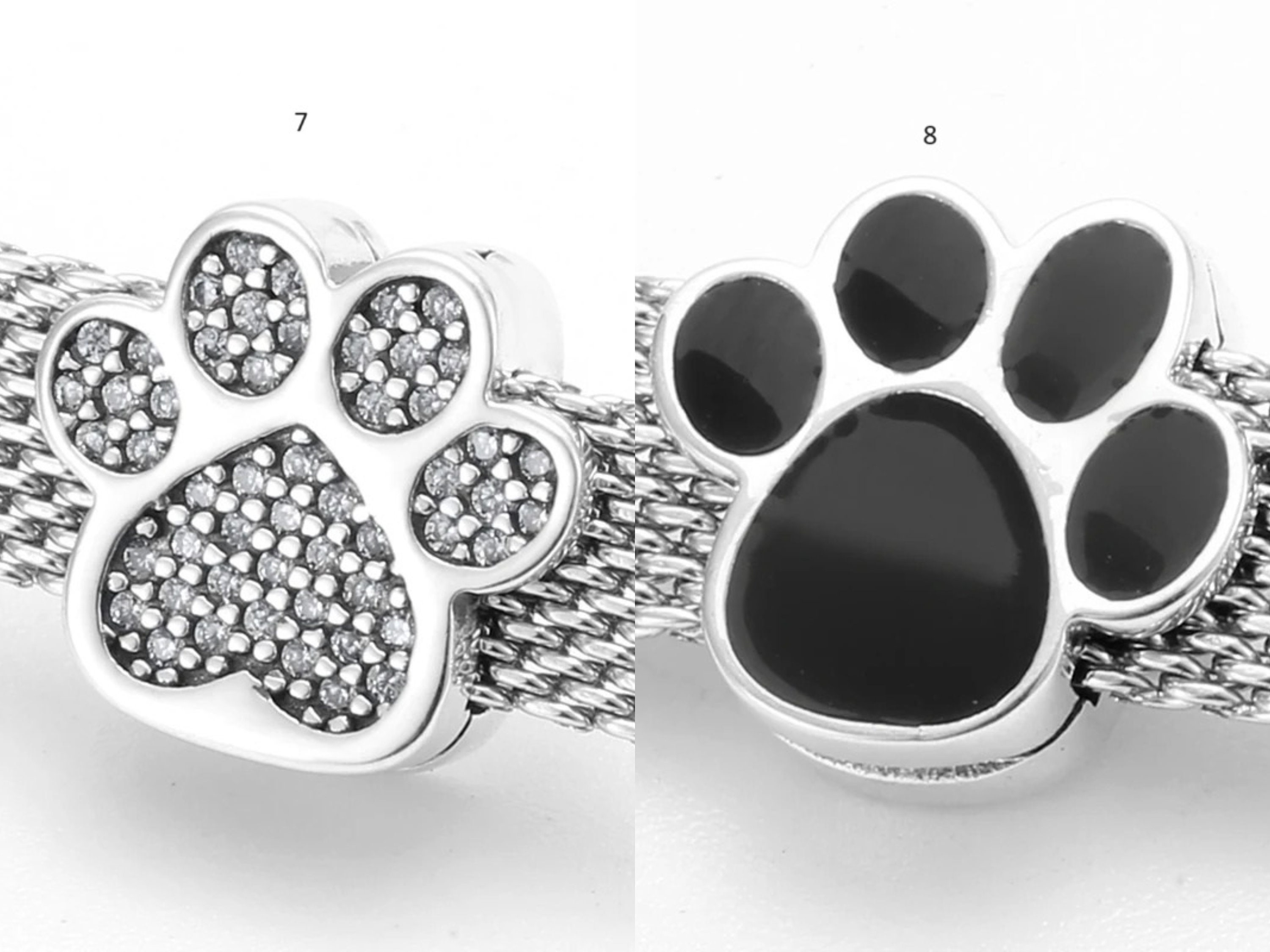 PR Charms 925 Sterling Silver Reflection Clips Cat Paw Print Pineapple ...