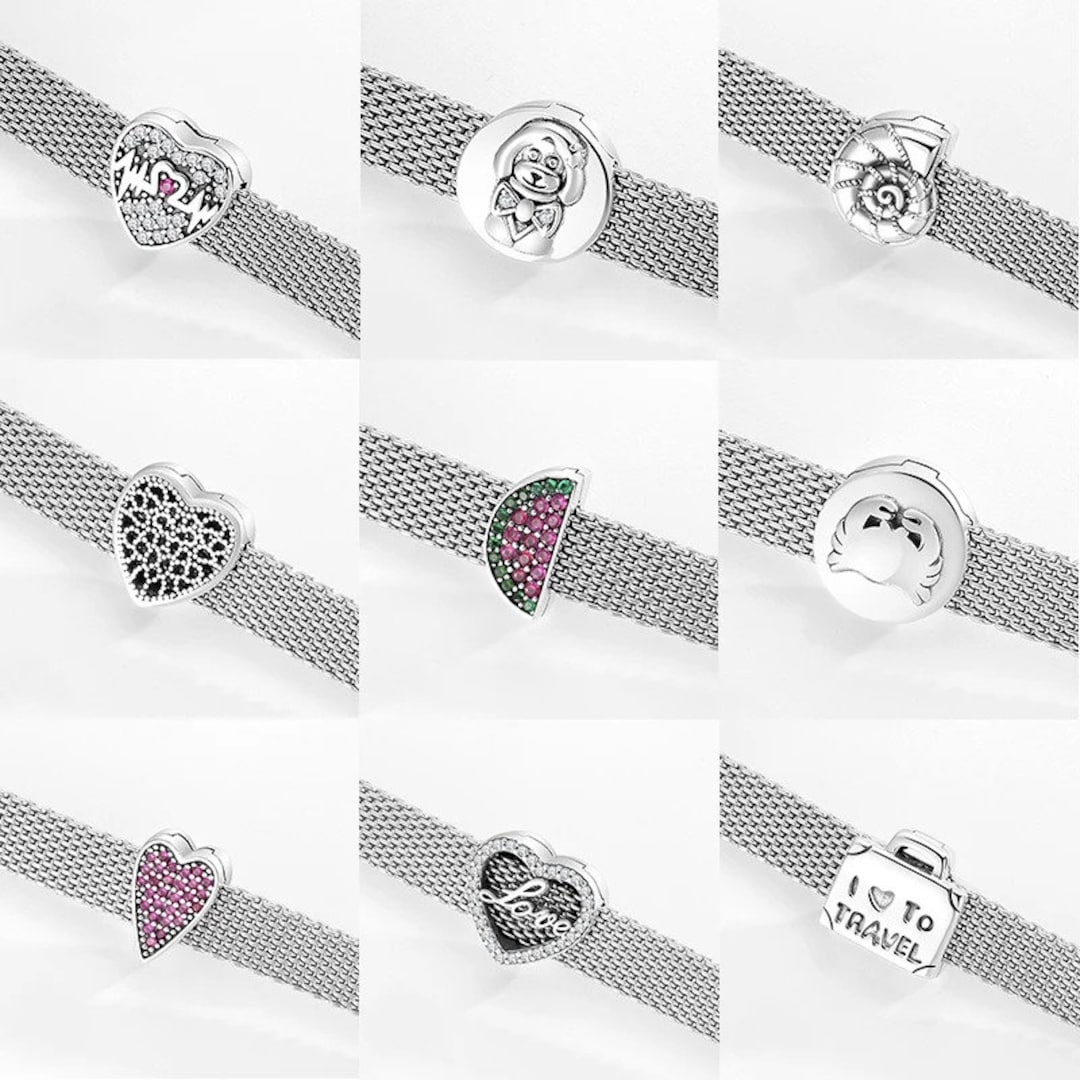 PR Charms 925 Sterling Silver | Reflection Clips Heart I Love to Travel ...
