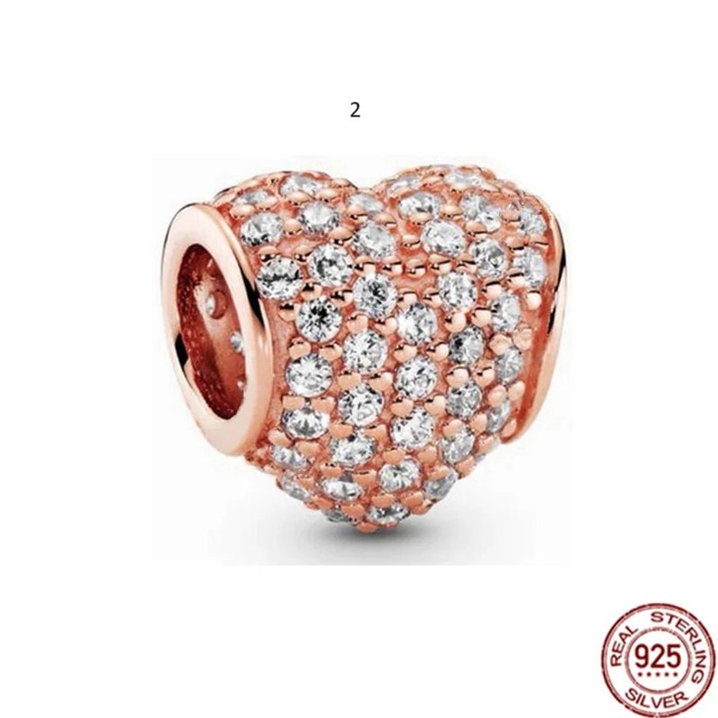 PR Charms Rose Gold Plated Pink Pave Daisy Flower Charm S925 Sterling ...