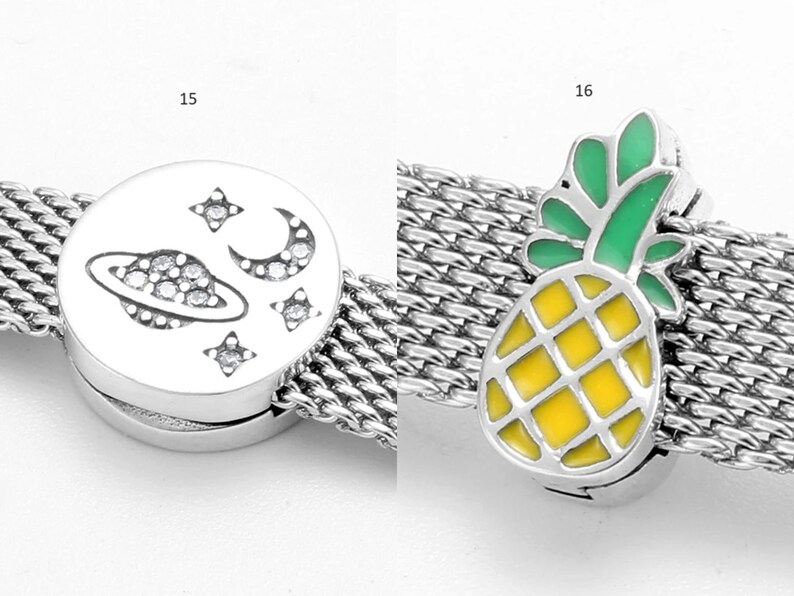 PR Charms 925 Sterling Silver Reflection Clips Cat Paw Print Pineapple ...