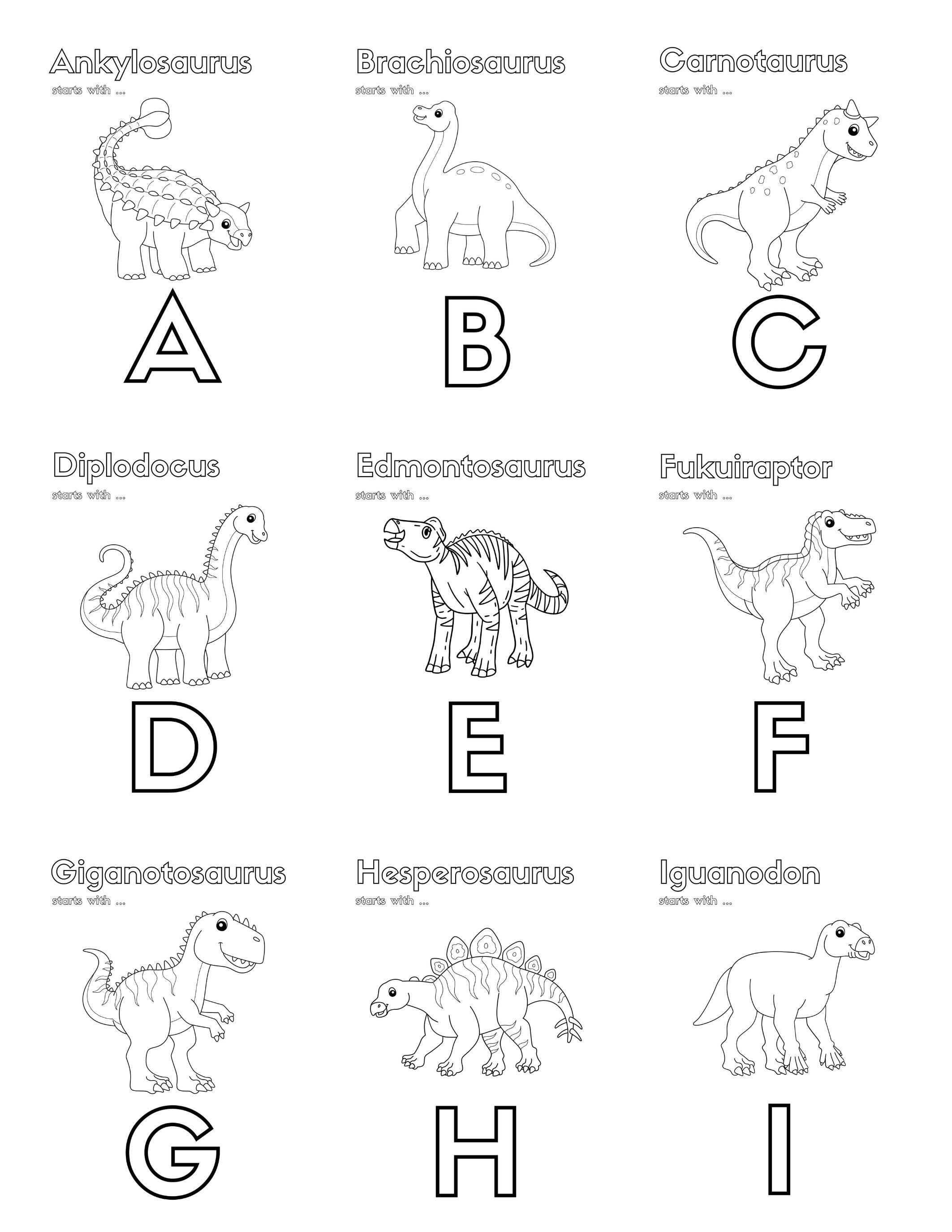 Dinosaur Alphabet Coloring Pages ABC Coloring Dino Alphabet Dino ABC ...