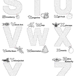 Alphabet Maze Game Educational Kids Puzzle A-Z Maze Set Insect and ...