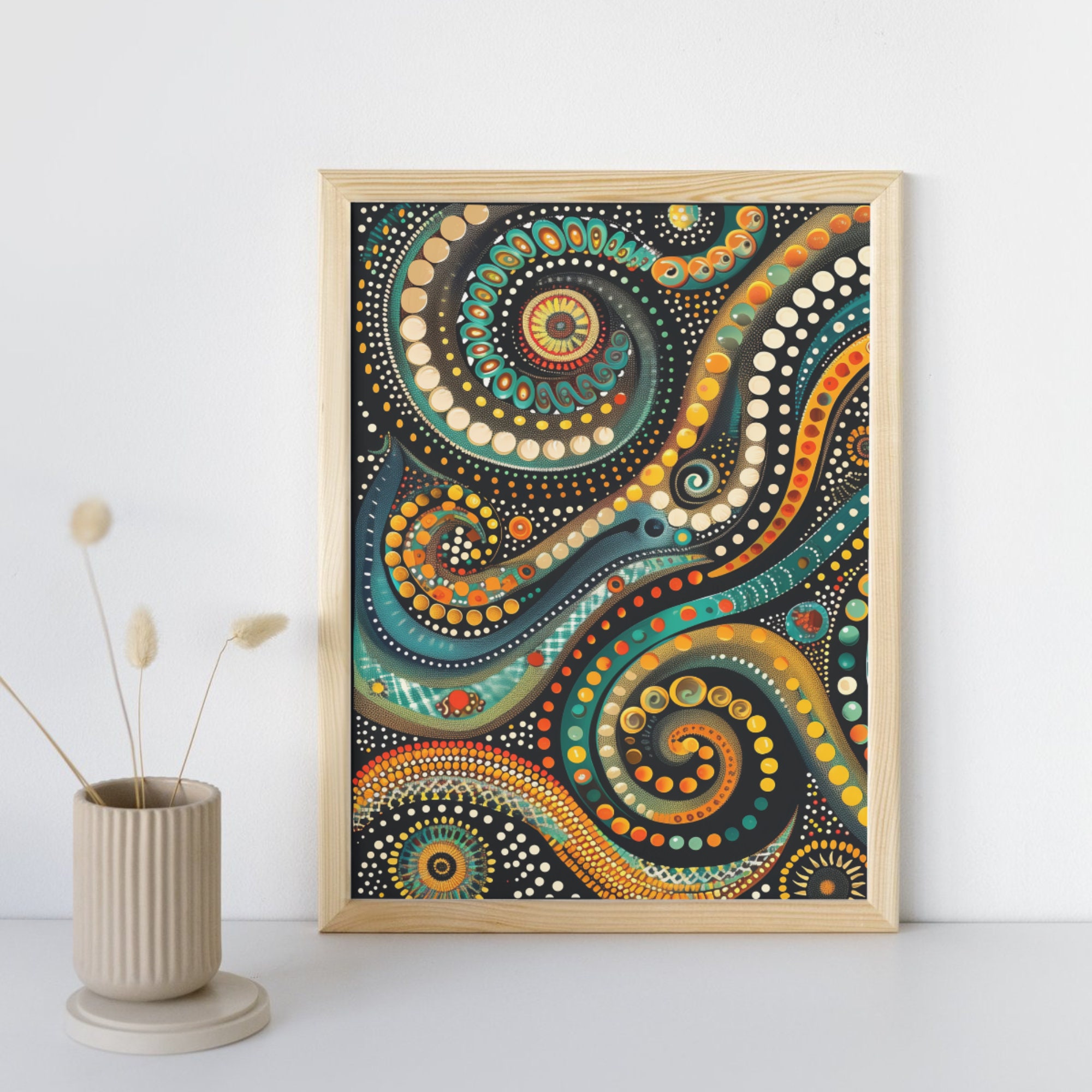 Vibrant Aboriginal-inspired Wall Art Digital Download Colorful ...