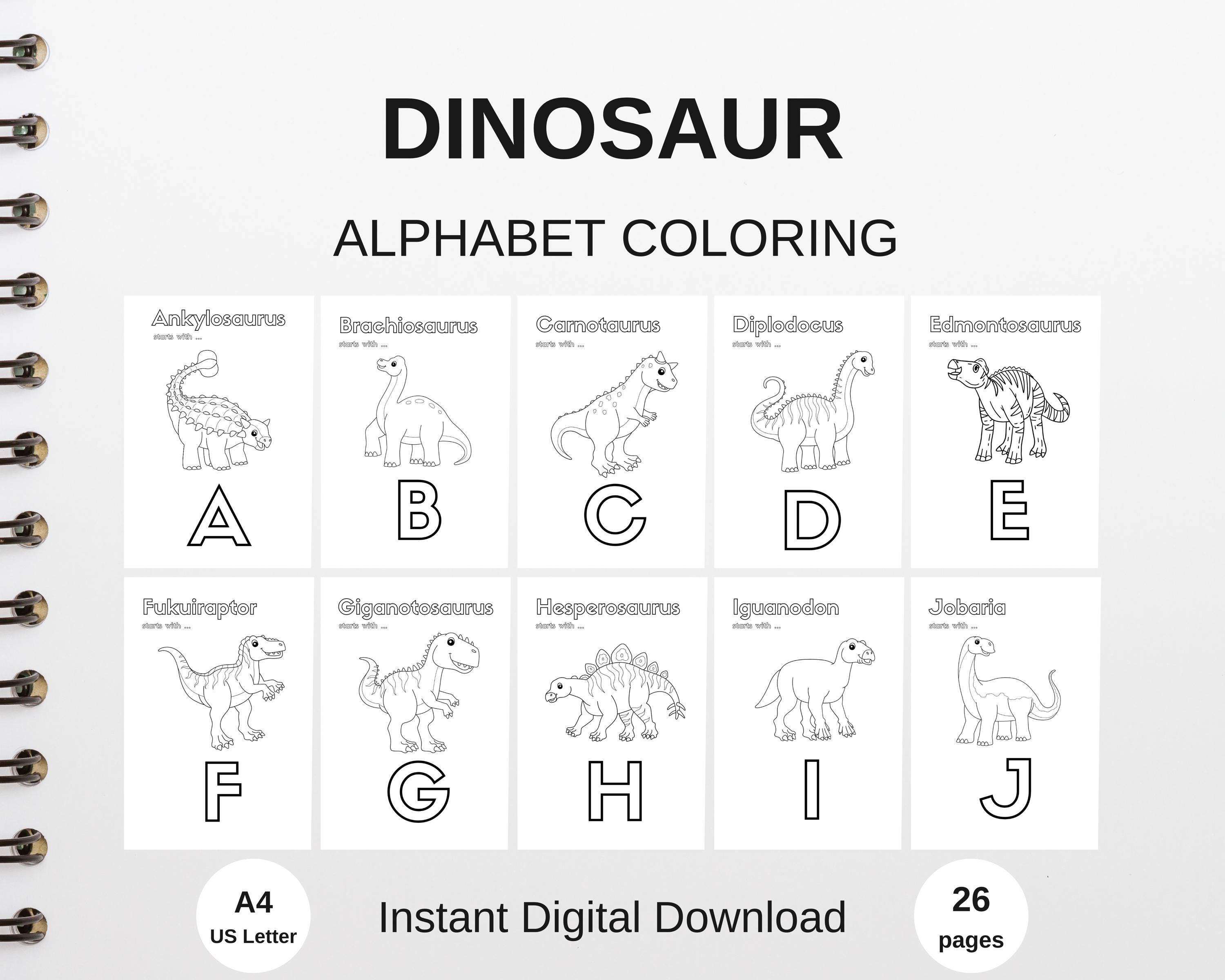 Dinosaur Alphabet Coloring Pages | ABC Coloring | Dino Alphabet | Dino ...